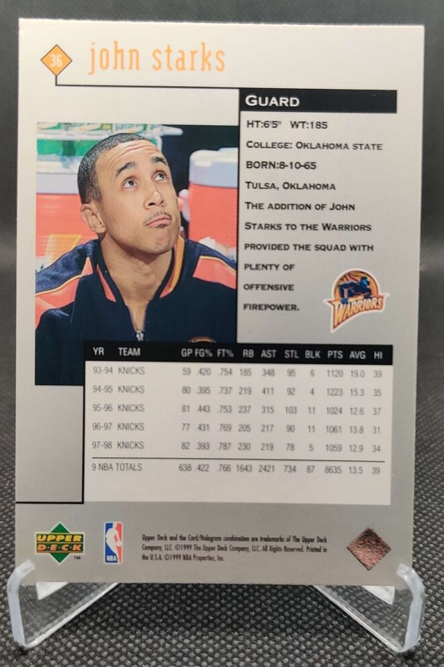 1998-99 Black Diamond #36 John Starks Golden State Warriors Basketball ...