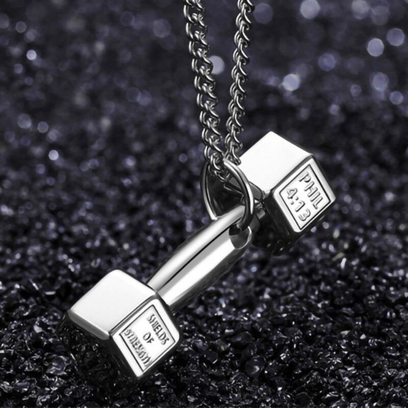 Gym Dumbbell Pendant Necklace Sports Barbell Pendant Fashion Chain ...
