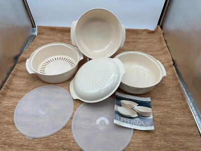 Vintage TUPPERWARE 6 Pc Almond Microwave 2192 Stack Cooker Set With ...