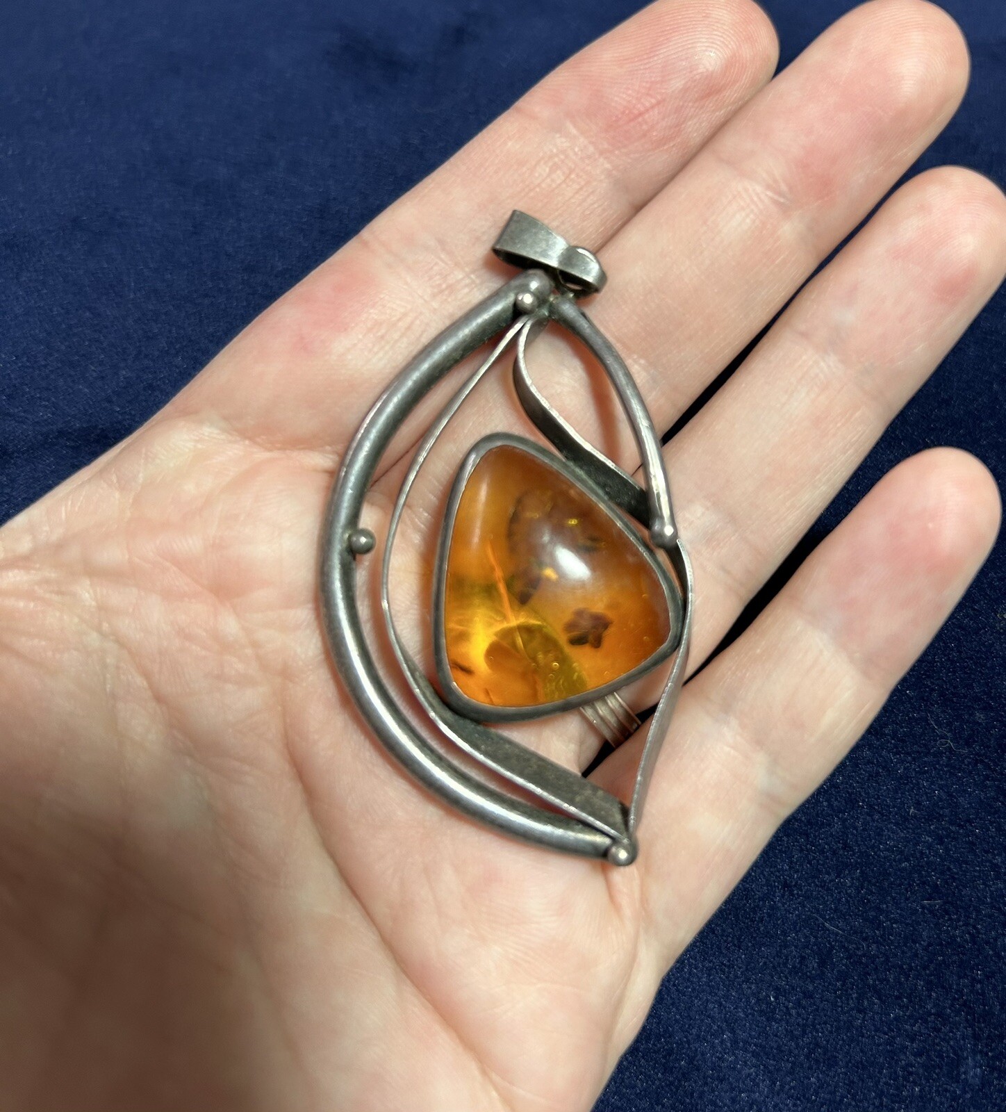 Vintage Modern Amber Pendant large - Gem