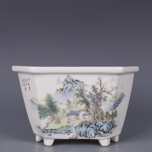 China Landscape Hexagonal Flower Pot Collection Porcelain Bonsai Pot | eBay