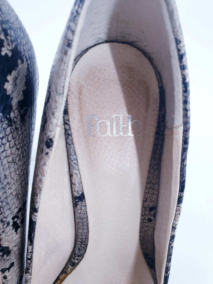 Faith size 6 (39) brown faux snakeskin leather stiletto heel court ...