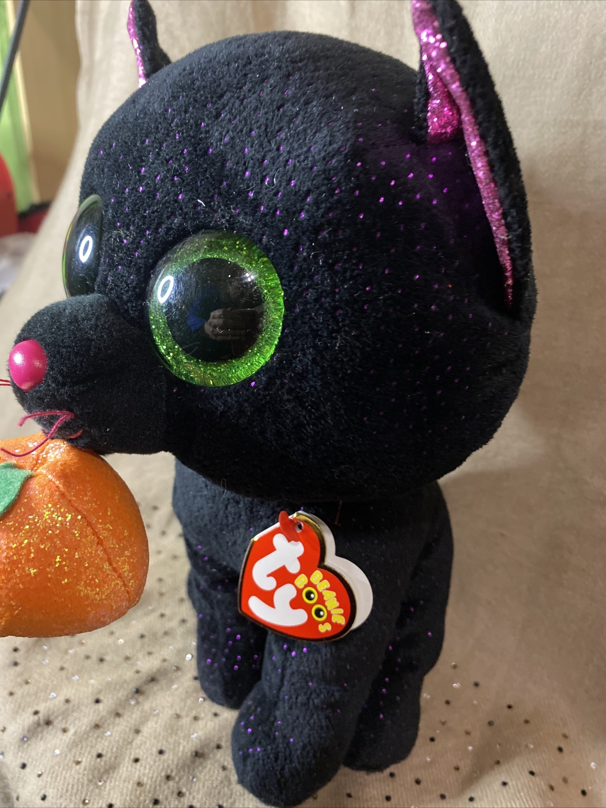 NWT TY Beanie Boo Plush Black Cat Potion Halloween Pumpkin Retired 12 ...