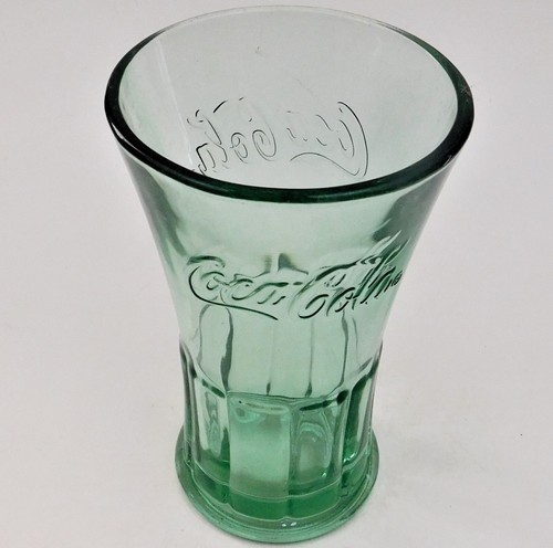 Libbey Coke Heavy Flared Panel Tumbler Green Coca Cola Glass Vintage | eBay