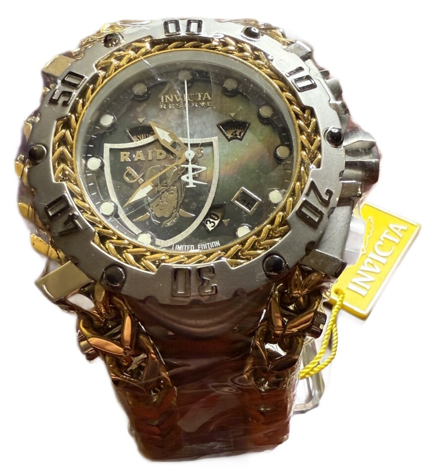 Invicta Reserve NFL LV Raiders Men's 55mm Gladiator Limited Watch w ...