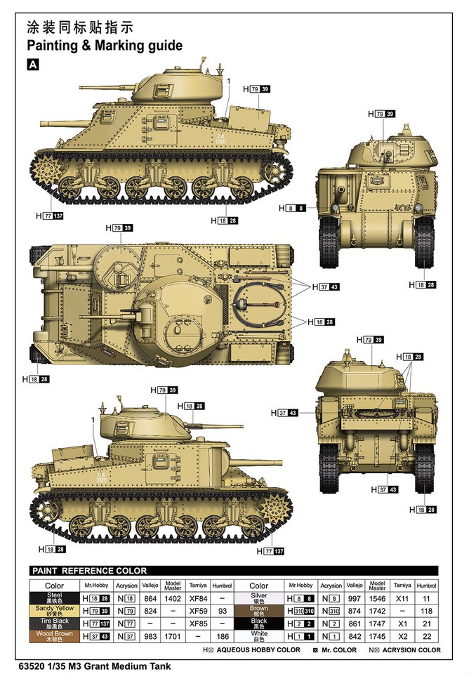 I Love Kit 63520 M3 GRANT MEDIUM TANK 1:35 Model Kit | eBay