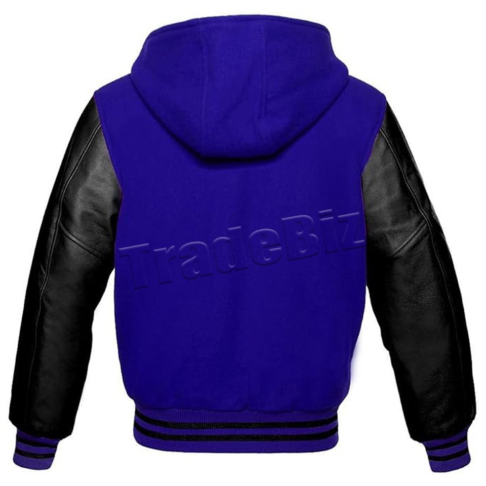 Men's Varsity Bomber Hoodie Letterman College Jacket Wool Body ...