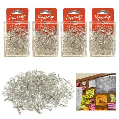 400 PCS Push Pin Thumb Tack Clear Office School Board Home Cork Board ...