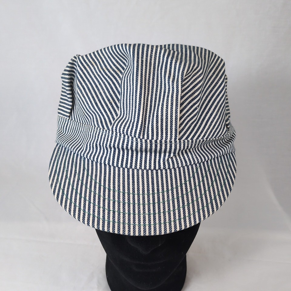 Set Of 2 Vintage Conductor Engineer Cap Trucker Hat Blue White Train ...