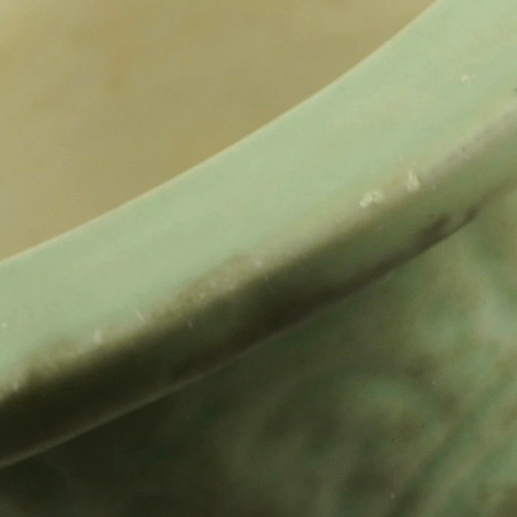 Japanese Bonsai pot SETO-YAKI Green glazed Patterns Rim Round w12 ...