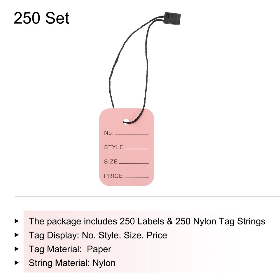 Price Tags and Hang Tag String Clothing Tag, 2"x1.4" Pink 250 Set | eBay UK