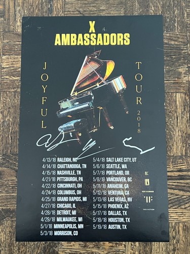 X AMBASSADORS 2018 JOYFUL TOUR - SIGNED CONCERT POSTER w BACKSTAGE PASS ...