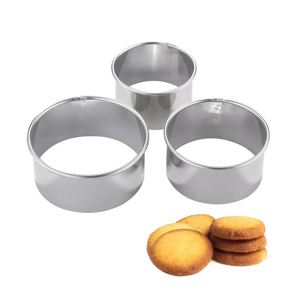 3PCS Cookie Cutters, Biscuit Cutter Tools, Stainless Steel round Cookie ...