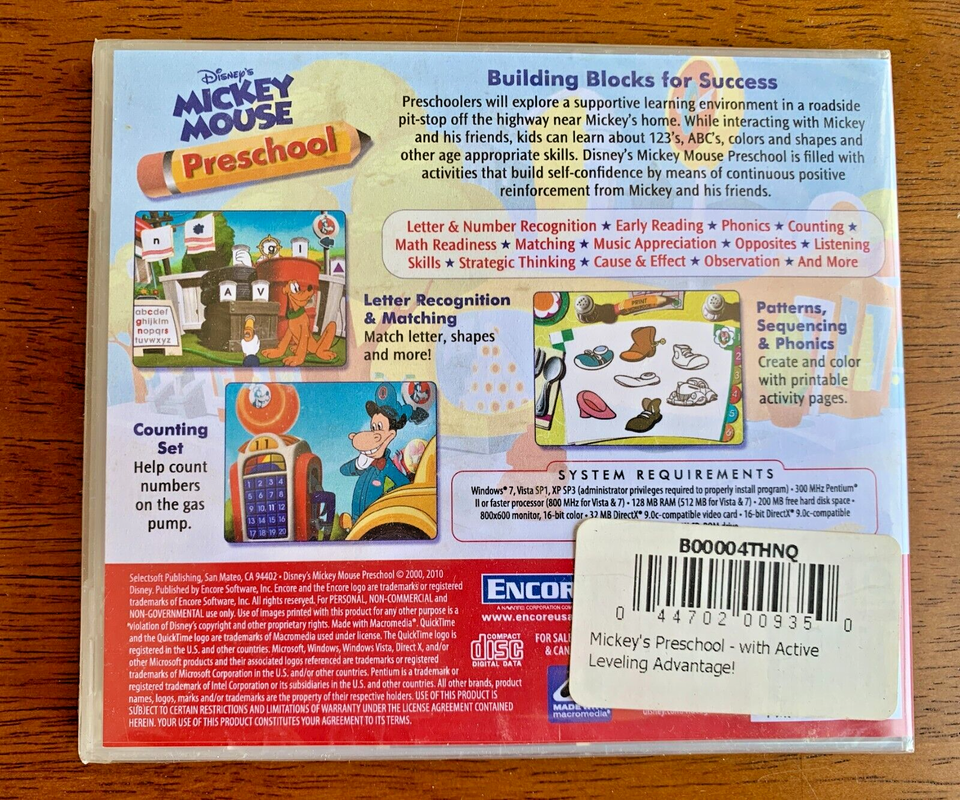 Disney Learning Ages 2-4 Preschool With Active Leveling Advantage PC CD ...