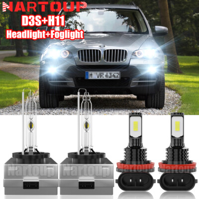 For BMW X5 2007 - 2017 D1S+H11 Headlight HID High/Low Beam + LED Fog ...