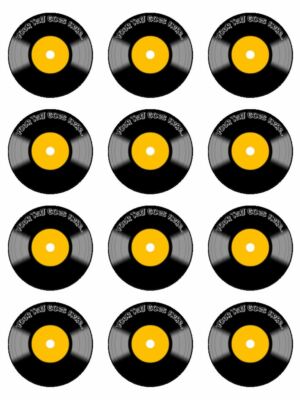 Vinyl retro Record Music Personalised edible cupcake Toppers Wafer ...