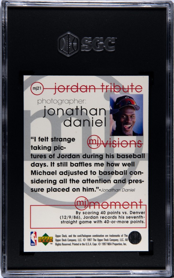 1997 Upper Deck Michael Jordan SGC 10 Visions MJ21 Baseball Chicago ...