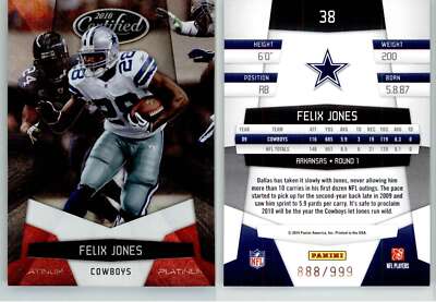 Felix Jones 2010 Certified Platinum Red #38 /999 Cowboys | eBay