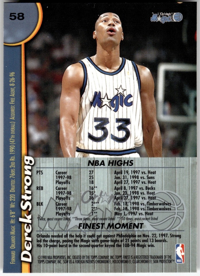 1998-99 Finest #58 Derek Strong | eBay