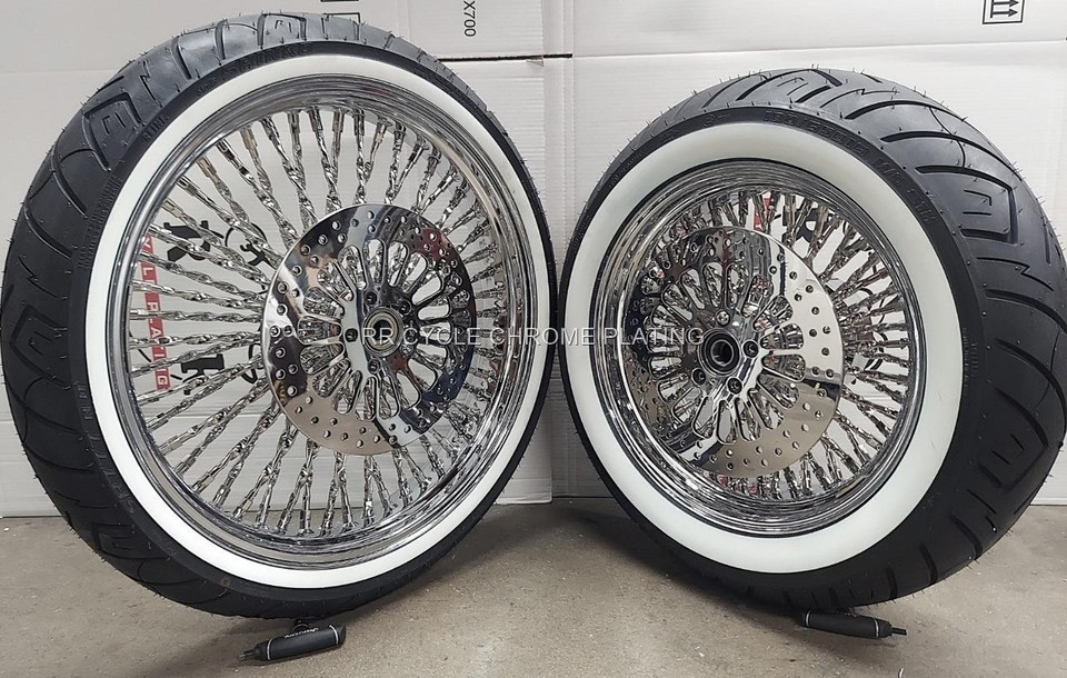DNA 52 Cali Twisted Spoke Wheels 21 F 18 Tire Rotor Harley Softail 08 ...