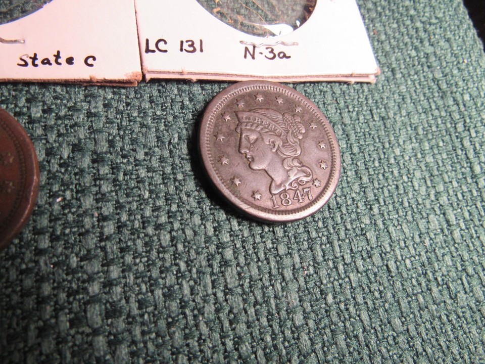 3 COINS 1845-1846-1847 large cent VF COINS GRADED BY A COIN DEALER NOT ...