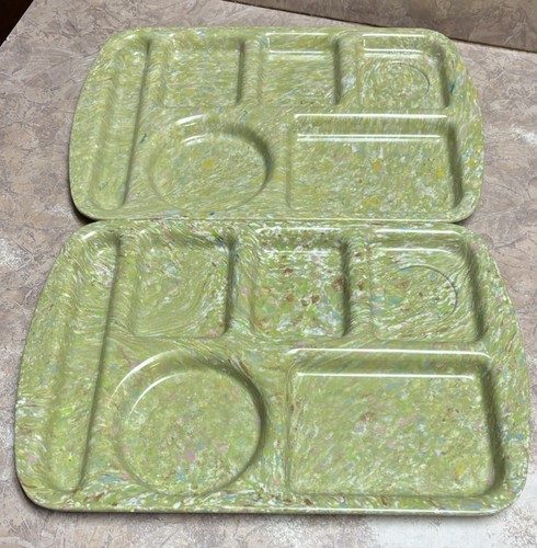 2 Prolon Ware Melamine Confetti Divided Tray School Cafeteria Lunch ...