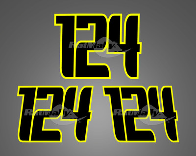 NEON RACE NUMBERS STICKERS DECALS TRACK GRAPHICS - HIGH CONTRAST x3 ...