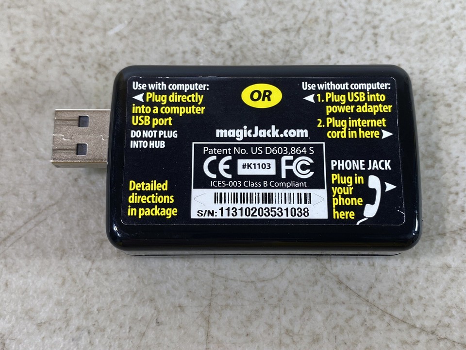 MagicJack Plus K1103 USB, Phone Jack, & Internet Outlet 44F29 | eBay