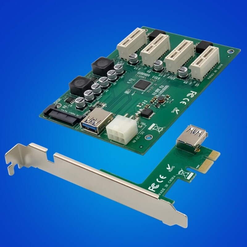 1 to 4 Desktop PCIe Converter PCIe to PCI-E X1 4 Ports Desktop Extended ...
