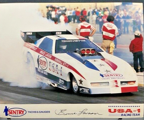 VRHTF VTG RARE NHRA "BRUCE LARSON USA-1 CORVETTE SENTRY FUNNY CAR" HAND ...