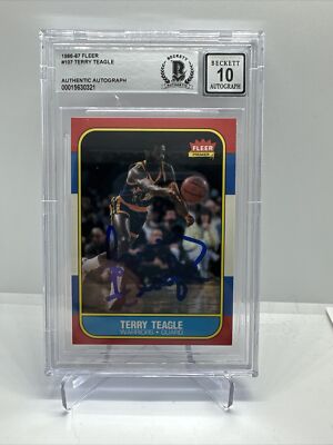 1986-87 Fleer - Terry Teagle - Golden State Warriors - #107 BAS - Auto ...