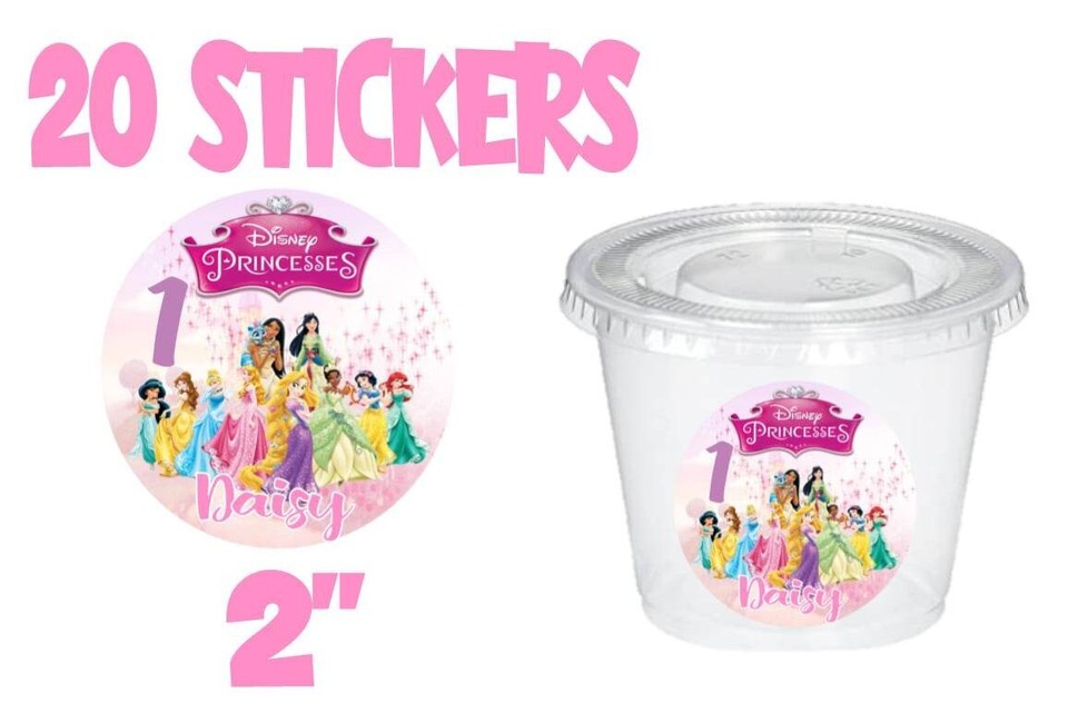 20 ct PRINCESS DISNEY 2" Sticker Label for Bag Treat Box Birthday Party ...