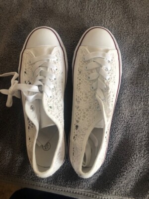 ANQILA Womens Shoes Low Top White Lace Sneakers Size 10 New | eBay