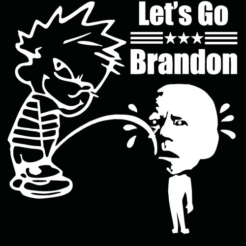 Calvin Peeing on Biden,7.5in.x7.5in,decals stickers vinyl art,white ...