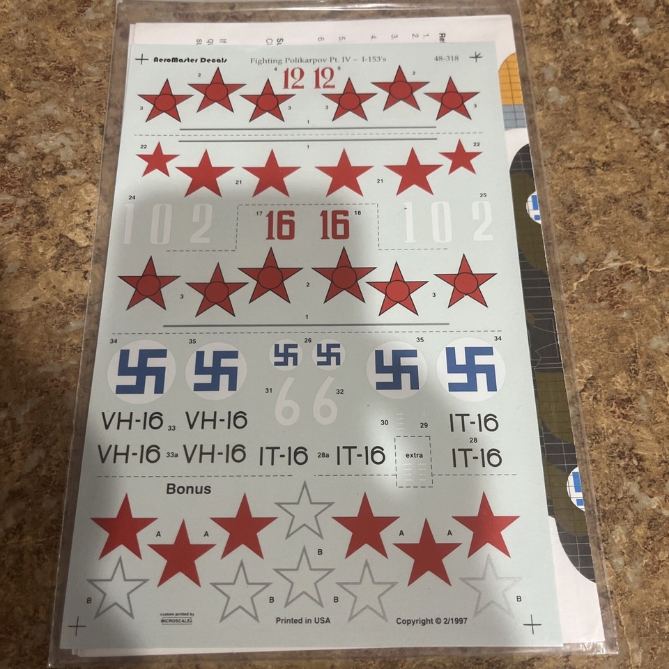 aeromaster decals 1/48 48-318 Fighting POLIKARPOV PtIV I-153’s | eBay