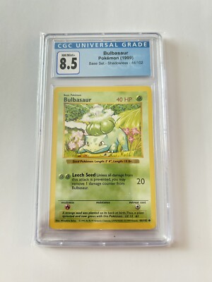 1999 Pokemon Tcg Shadowless Base Set Bulbasaur 44/102 CGC 8.5 NM/Mint ...