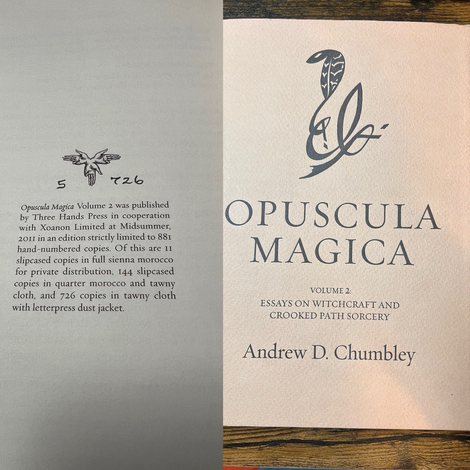 Opuscula Magica Volumes 1 & 2 by Andrew Chumbley Three Hands Press RARE ...