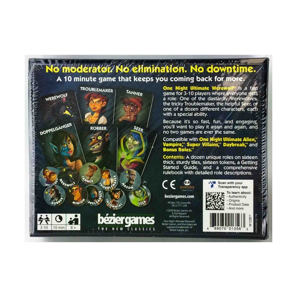 Bezier Card Game One Night Ultimate Werewolf (2016 Ed) Box VG+/NM ...