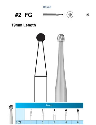 #2 Round FG Carbide Burs -New- 10 pieces # 2 fg bur | eBay