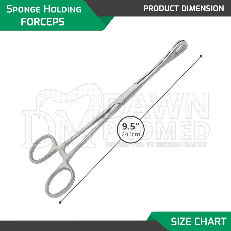 Sponge Forceps 9.5" Straight Serrated Surgical Gynecology Instruments ...