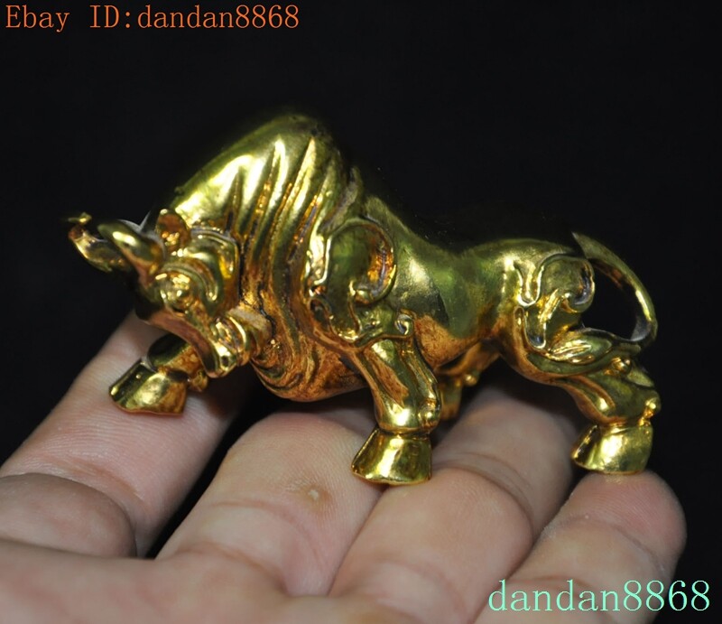China Chinese bronze 24k gold Gilt Feng Shui animal lucky Zodiac Cattle ...