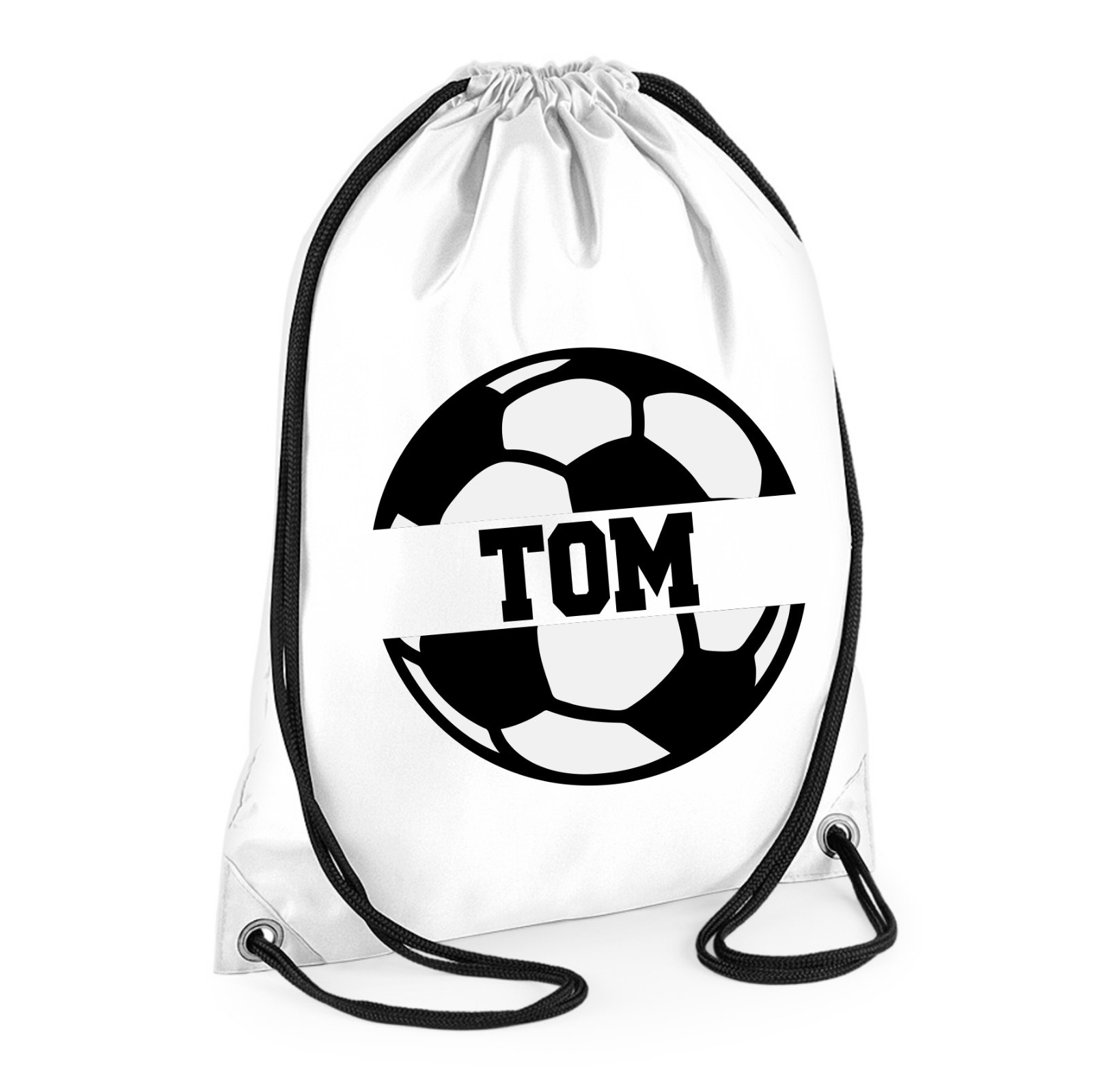 Personalised Name SPLIT Football Drawstring Bag School Club PE Custom ...