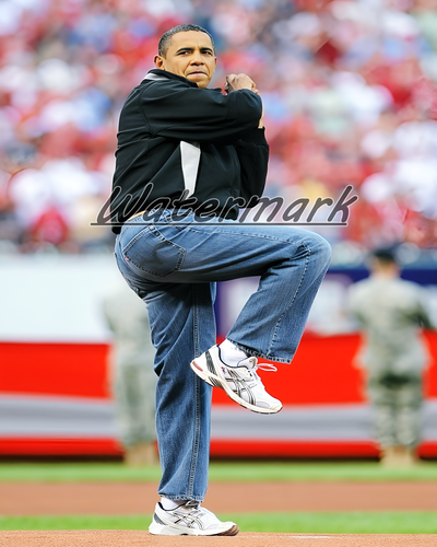 President Barack Obama Throwing Out First Pitch Color 8 X 10 Photo ...