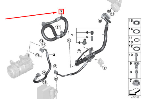 NEW BMW 2 CABRIO F23 A/C REFRIGERANT SUCTION HOSE 64539337136 9337136 ...