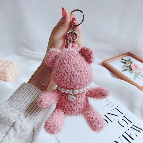 Adorable Cartoon Bear Keychain Plush Toy Pendant Bag Accessory Gift For ...