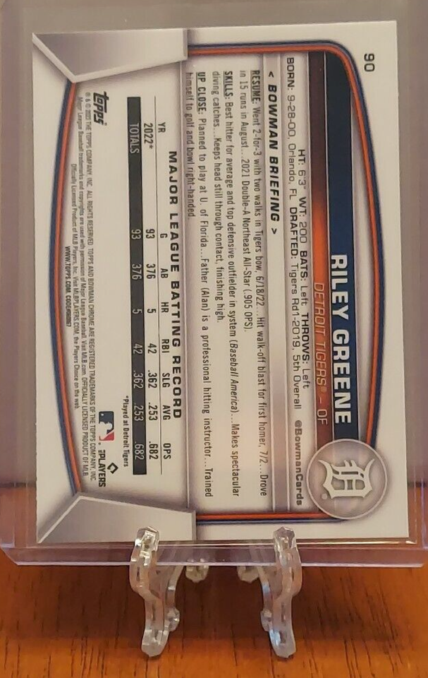 2023 Bowman Mega Box Riley Greene RC Mojo Refractor #90-Detroit Tigers ...