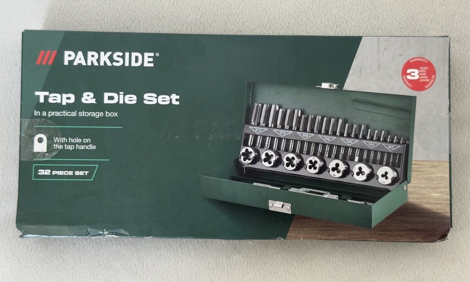 32 Piece Tap and Die Set in a Practical Storage Box - Parkside | eBay UK