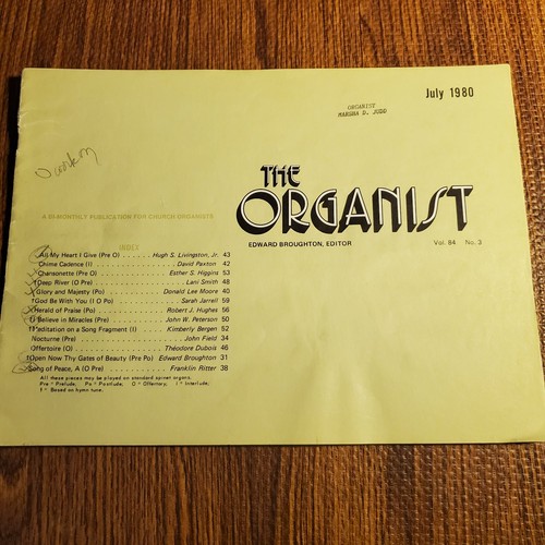 The Organist Magazine July 1980 Vol. 84 No. 3 Church Organ Music Lorenz ...