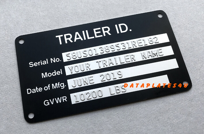 STAMPED TRAILER DATA TAG SERIAL MODEL NUMBER IDENTIFICATION PLATE | eBay