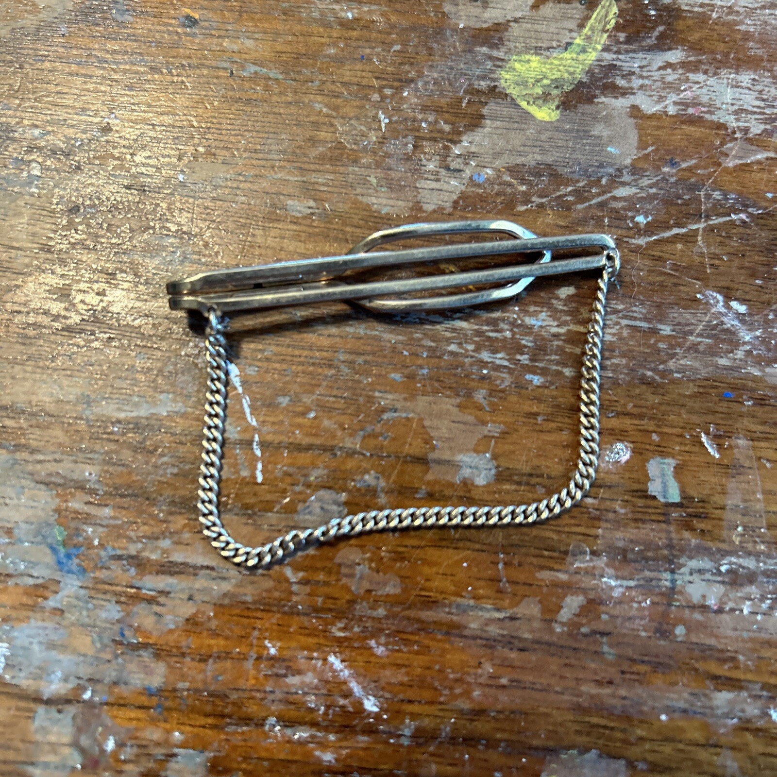 Vintage Gold Tone Nu-Lok Tie Bar Clasp with chain | eBay